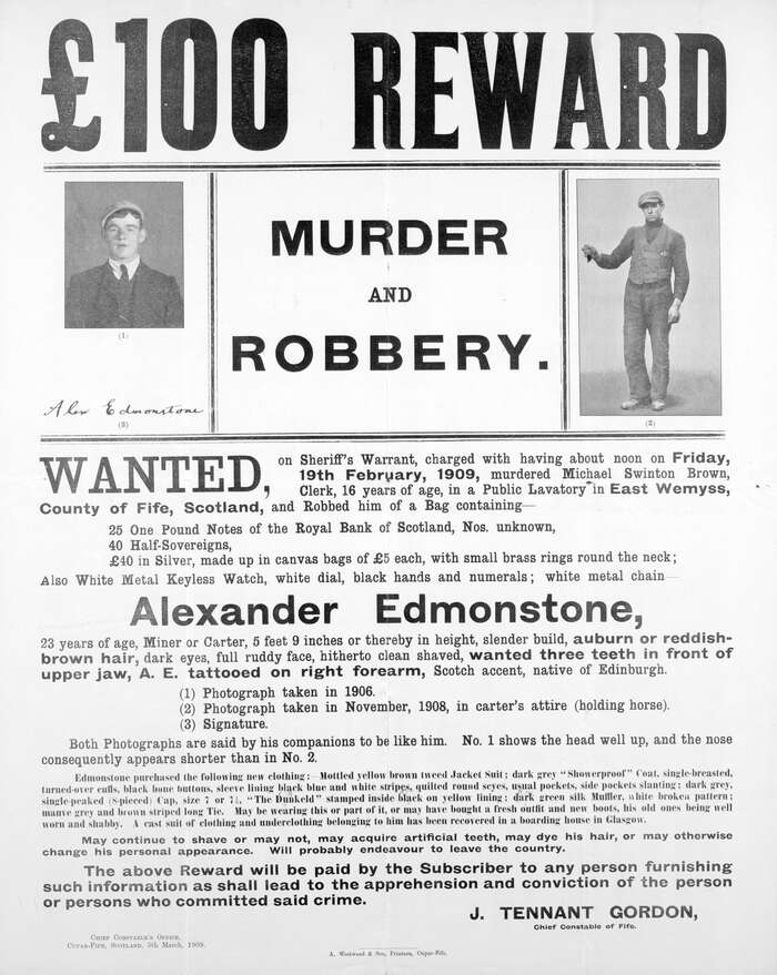 Wanted poster 1909 | ScotlandsPeople