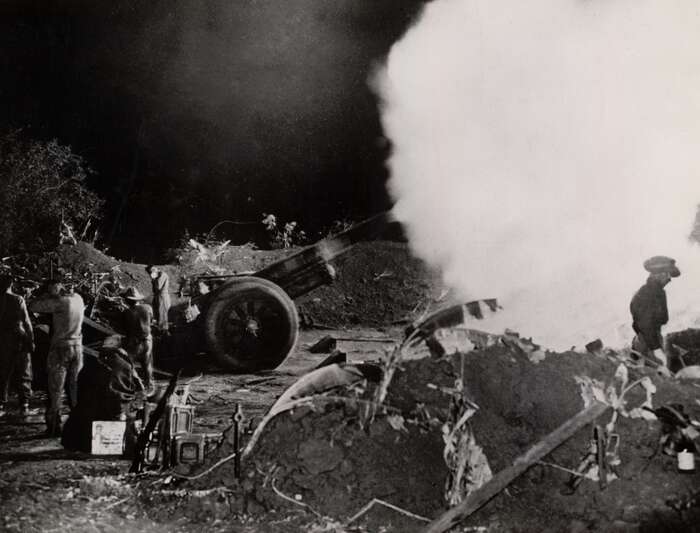 British howitzer firing, 1944-1945 | ScotlandsPeople