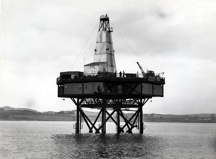 Sea boring tower in the Forth, 1955 | ScotlandsPeople