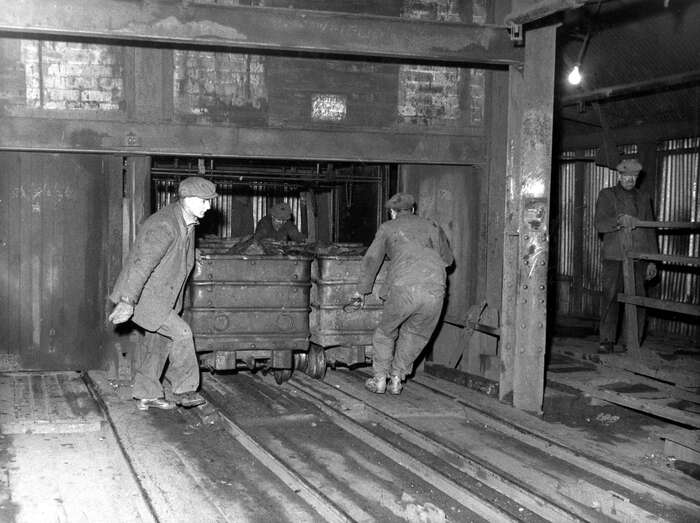 Miners with coal wagons at Glencraig Colliery | ScotlandsPeople