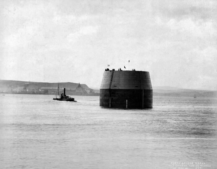 Forth Bridge caisson towed by tug, 1885 | ScotlandsPeople