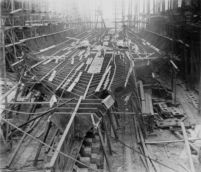 HMS Jupiter, view of the keel under construction 1894 | ScotlandsPeople