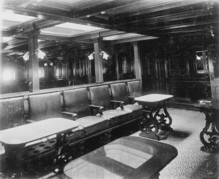The smoking room of the ocean liner, SS City of New York, 1888 ...
