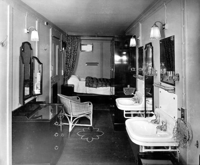 Sample cabin, upper deck of the Blue Star Line ocean liner SS Avila ...