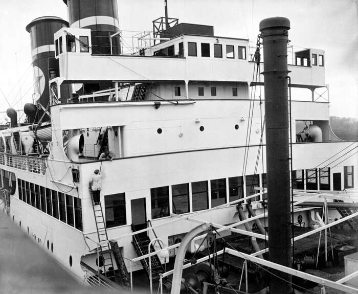 The Bridge front of the Blue Star Line ocean liner SS Avila Star ...