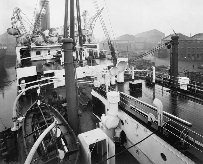 A and B Decks aft from the Docking Bridge on the Canadian Pacific Line ...