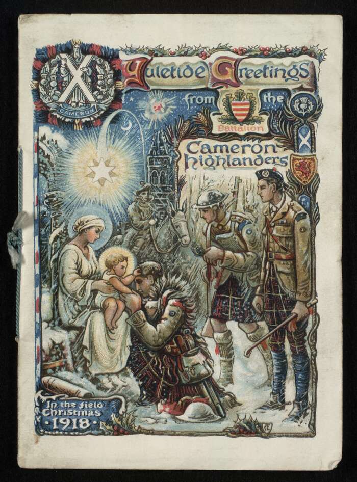 Cameron Highlanders Christmas card, 1918 | ScotlandsPeople